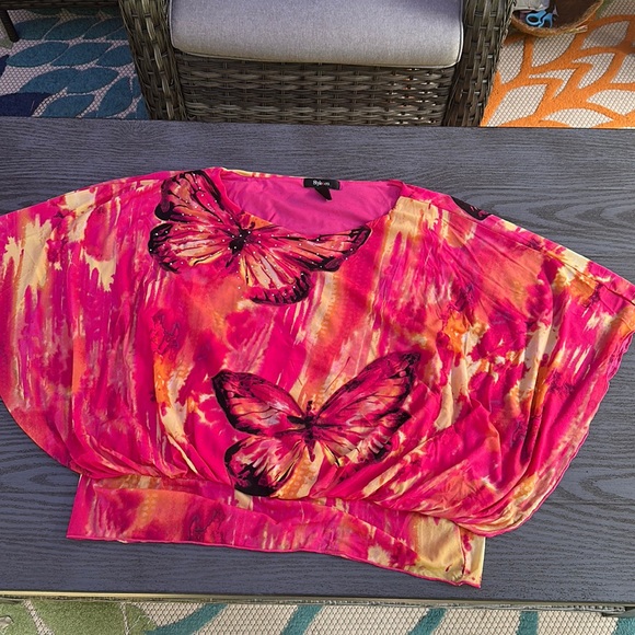 Style & Co. | Tops | Womans Style Co Barbie Pink Butterfly Top | Poshmark
